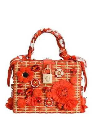 Dolce & Gabbana Raffia Box Handbag With Embellishments - Multicolor