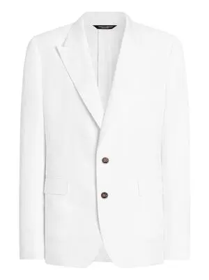 Dolce & Gabbana Single-breasted Linen Jacket - White