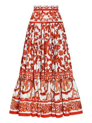 Dolce & Gabbana Majolica-print Poplin Maxi Skirt - Multicolor