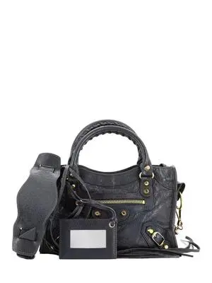 Balenciaga City Classic Studs Leather Mini Satchel - Grey