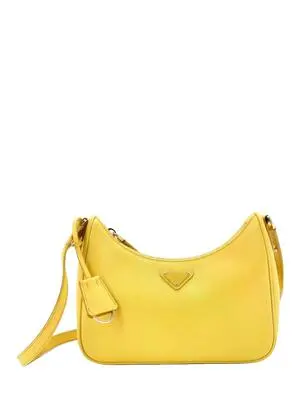 Prada Re-edition Saffiano Leather Mini Shoulder Bag - Yellow
