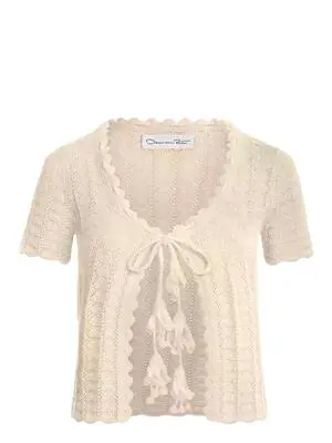 Oscar De La Renta Pointelle Weave Cardigan - Neutrals