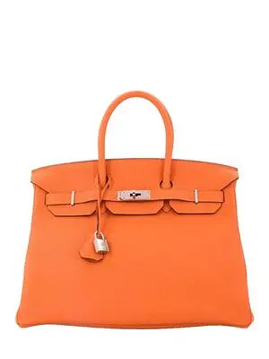 Hermès Birkin 35 Handbag Orange Togo With Palladium Hardware Feu