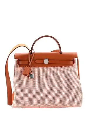 Hermès 31 Herbag Zip Criss Viking Toile And Leather - Orange