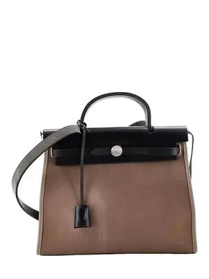 Hermès 31 Herbag Zip Leather And Toile Gray