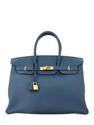 Hermès Birkin 35 Handbag Blue Togo With Gold Hardware - Colvert