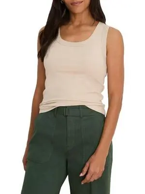 NIC+ZOE Ribbed Scoop Neck Tank - Macadamia