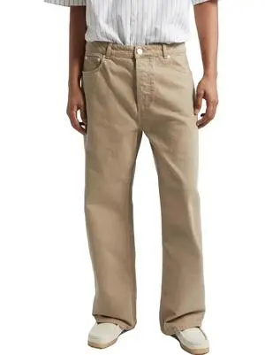 Ami AMI PARIS Large Fit Wide Leg Jeans Beige Taupe