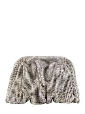 Benedetta Bruzziches Crystal-embellished Ruched Clutch Bag - Silver
