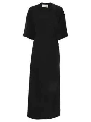 THE M.. Cut-out Gathered Midi Dress - Black