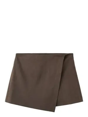 Mango Wrap Linen & Cotton Miniskirt - Chocolate