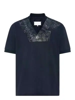 MAISON MARGIELA Tape-detail V-neck Polo Shirt