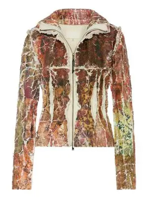 MAISON MARGIELA Fragmented Floral Zip-up Cardigan - Red