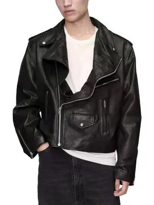 MAISON MARGIELA Leather Zip Jacket - Black
