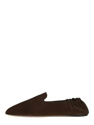 THE ROW The Row Suede Casa Slipper Lacquer Brown
