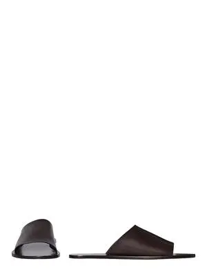 THE ROW Charlie Slide Sandals - Lacquer Brown