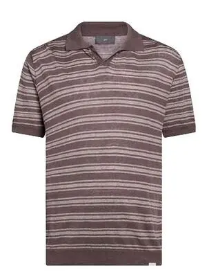 LIU •JO MAN Striped Linen And Cotton Sweater - Brown