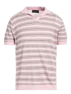 LIU •JO MAN Striped Linen-cotton Polo Shirt - Pink