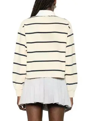 SPORTY & RICH Striped Polo Shirt - Neutrals