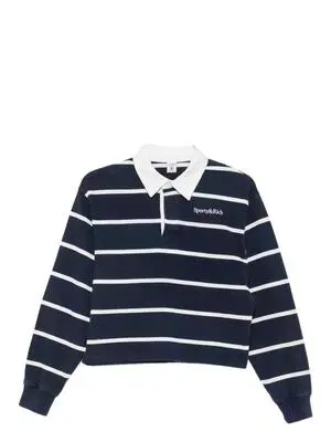 SPORTY & RICH Striped Cropped Rugby Shirt - Blue