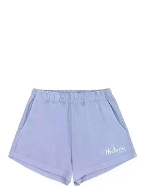 SPORTY & RICH Logo Print Elasticated Waist Shorts - Blue