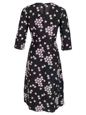 Marni V-neck Floral Print Jacquard Dress - Black