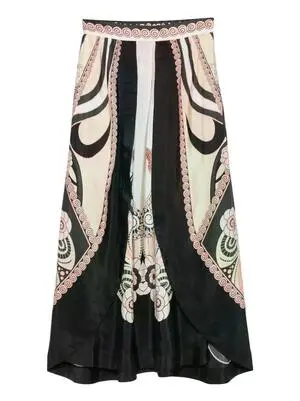 La DoubleJ Floral Print Midi Skirt - Black