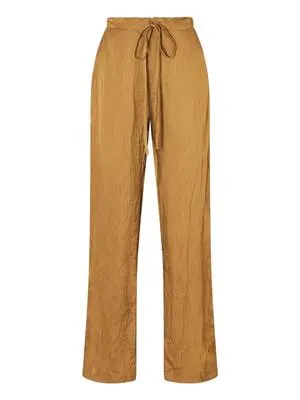 Khaite KHAITE Rohen Crinkled-Voile Drawstring Pants Gold