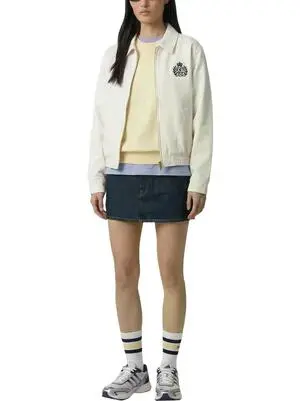 SPORTY & RICH Logo-embroidered Zip-up Jacket - Neutrals