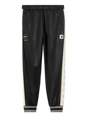 Carhartt Work In Progress Logo-stripe Ribbed-cuff Track Pants - Black