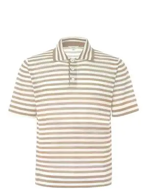 Malo Striped Short-sleeve Polo Shirt - Neutrals