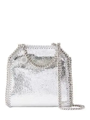 Stella McCartney Falabella Tiny Crinkled Metallic Shoulder Bag - Silver