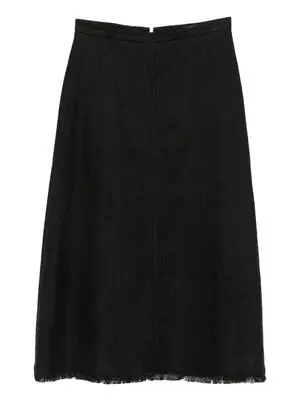 Max Mara A-line Midi Skirt With Fringe Hem - Black