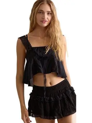 Free People Intimately Soft Launch Crop Top - Black