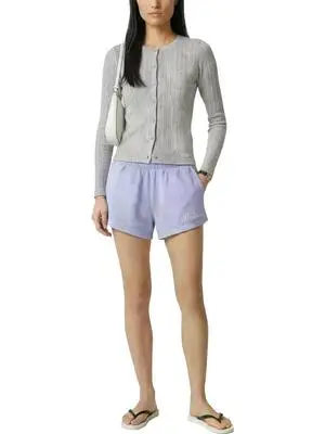 SPORTY & RICH Logo Print Elasticated Waist Shorts - Blue