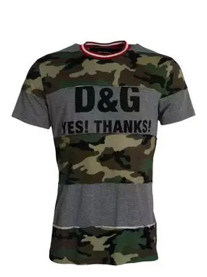 Dolce & Gabbana Camouflage Patchwork Logo T-shirt - Brown