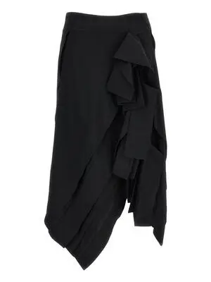 Bottega Veneta Fresco Wool Midi Skirt - Black