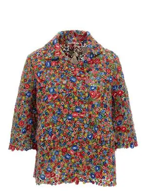 Pero Embroidered Double-breasted Blazer - Multicolore