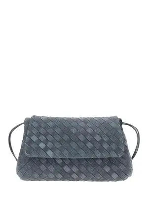 Bottega Veneta Bottega Veneta Suede Day Bag With Intrecciato Weave Sky Blue