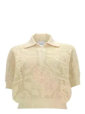 NUDE Crochet-knit Polo Shirt - Neutrals