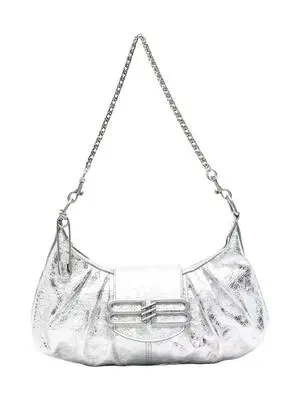 Balenciaga Pamela Metallised-leather Shoulder Bag - Silver