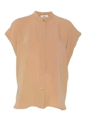 Herno Band-collar Cap-sleeve Blouse - Brown