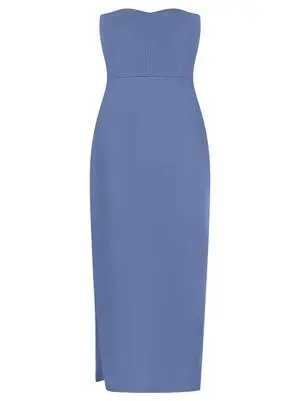 CELESTINE & MAE Alya Denim Midi Dress With Scalloped Neckline - Blue