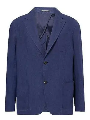Emporio Armani Single-breasted Two-button Linen Blazer - Outer Space