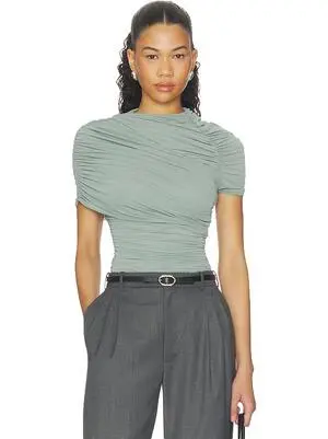 Ronny Kobo Ronny Kobo Draped Mesh Top Slate