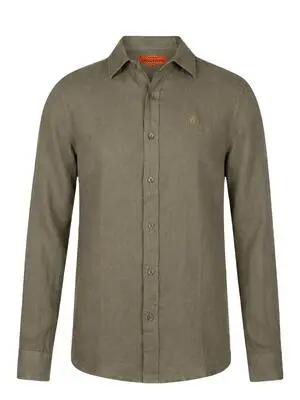 MAISON TANGERINE Linen Long Sleeve Shirt Khaki For - Green