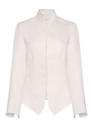THE ROW Brianda Tailored Linen Satin Jacket - Ivory