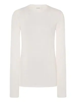 THE ROW Dantea Long Sleeve Ribbed Crewneck T-shirt - Ivory