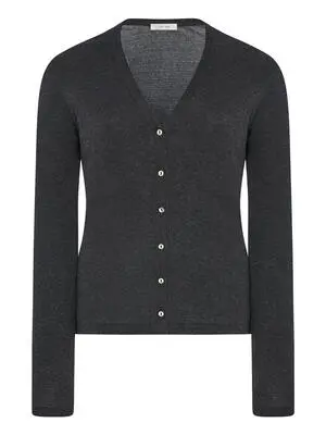 THE ROW Cresp Cardigan - Charcoal Melange