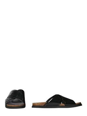 THE ROW Cross Strap Flat Sandals - Black